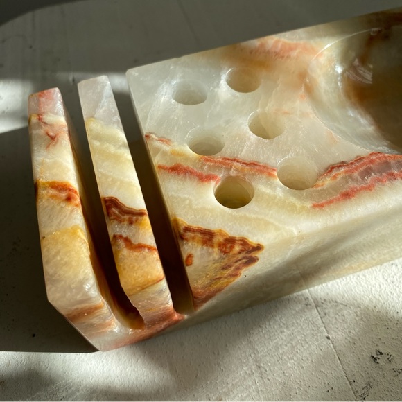 Vintage | Office | Vintage Solid Onyx Ashtray Pen Holder Office Organizer | Poshmark